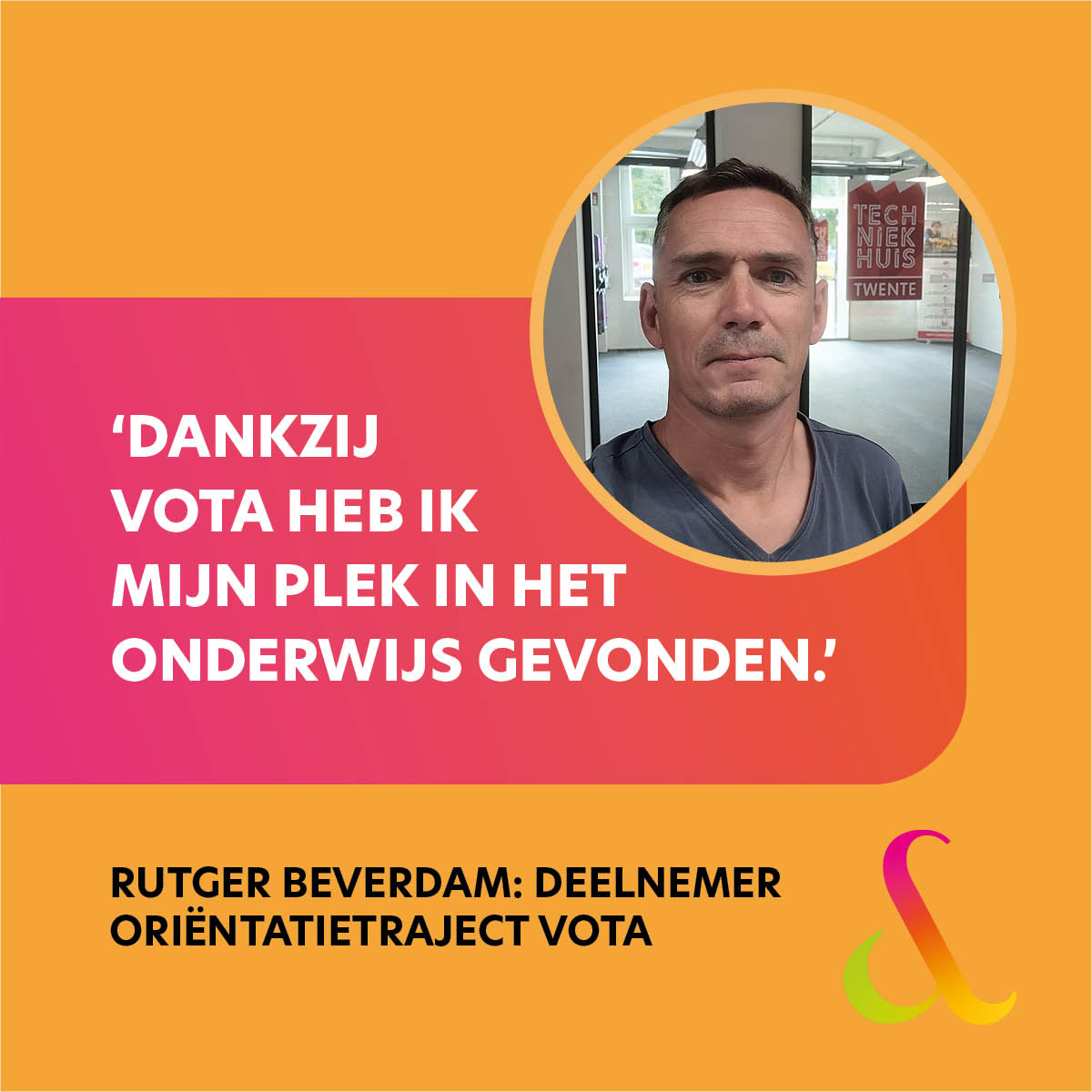 Rutger vond via VOTA zijn plek in het onderwijs - VOTA.nl